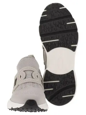 TOD'S Kate Technical Knit Sneakers With Chain Detail - Gray
