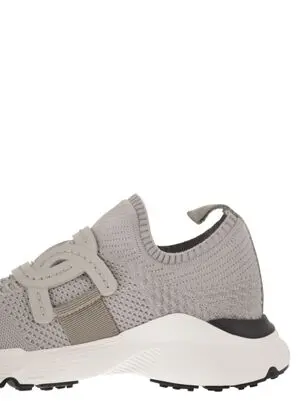 TOD'S Kate Technical Knit Sneakers With Chain Detail - Gray