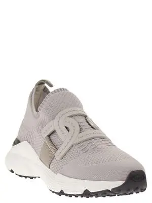 TOD'S Kate Technical Knit Sneakers With Chain Detail - Gray