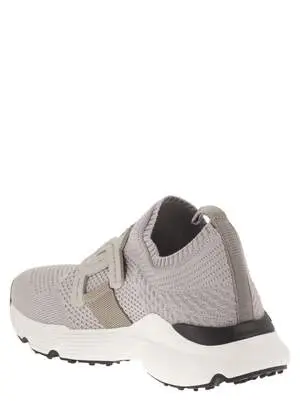 TOD'S Kate Technical Knit Sneakers With Chain Detail - Gray
