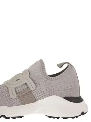 TOD'S Kate Technical Knit Sneakers With Chain Detail - Gray