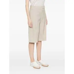 Max Mara Knee-length Pleated Shorts In Neutrals