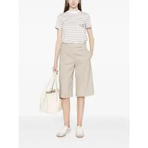 Max Mara Knee-length Pleated Shorts In Neutrals