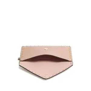 Valentino Garavani Studded Calfskin Clutch With Wrist Strap - Pink