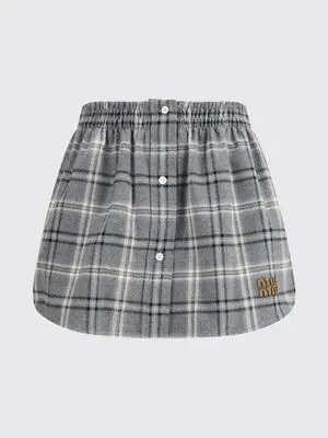 Miu Miu Plaid Cotton Skirt
