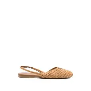 Prada Woven Slingback Flats - Cream