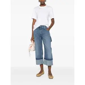 Simone Rocha Denim Cuffed Straight-leg Cropped Jeans