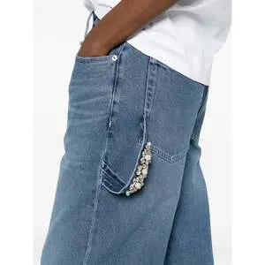 Simone Rocha Denim Cuffed Straight-leg Cropped Jeans