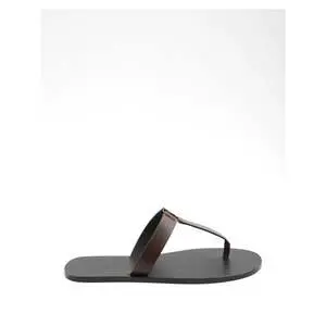 Saint Laurent Flat Sandals With Gold-tone Detail - Brown