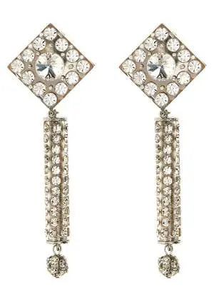 Alessandra Rich Crystal Embellished Drop Earrings - Silver