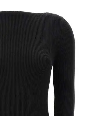 Rick Owens Al Top' Ribbed Wool Sweater - Black