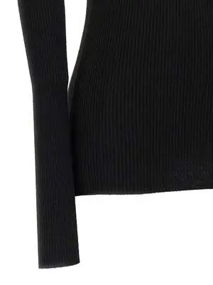 Rick Owens Al Top' Ribbed Wool Sweater - Black