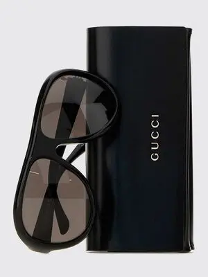 Gucci Oval Acetate Sunglasses With Gold Tone Interlocking G Detail