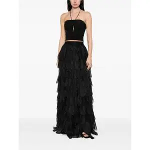 Max Mara Silk Tiered Ruffled Maxi Skirt