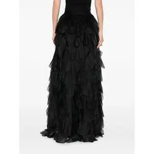Max Mara Silk Tiered Ruffled Maxi Skirt
