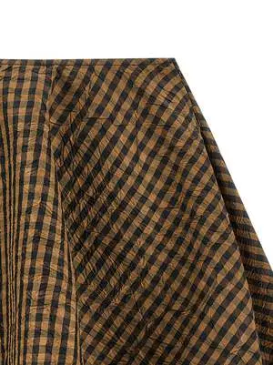 GANNI Crinkled Taffeta Check Mini Skirt - Brown