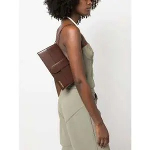 Jacquemus Suede Shoulder Bag With Chain Strap - Brown