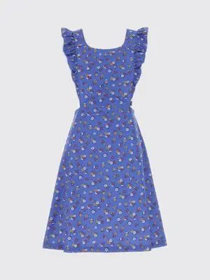 Miu Miu Floral Print Ruffle Dress - Purple