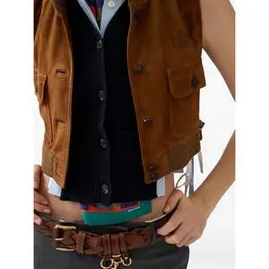 Miu Miu Cropped V-neck Vest With Intarsia Logo