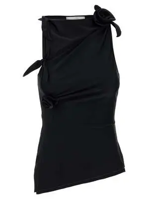 Coperni Sleeveless Asymmetric Flower Top - Black