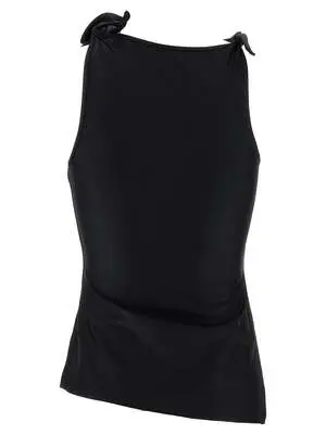 Coperni Sleeveless Asymmetric Flower Top - Black