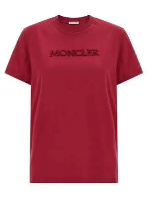 Moncler Logo Embroidery Cotton T-shirt - Red