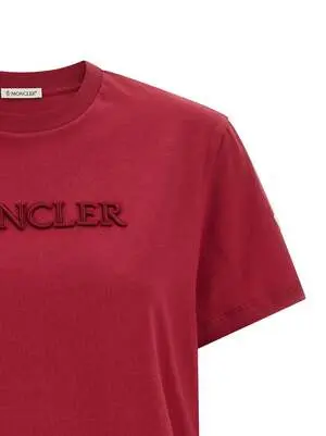 Moncler Logo Embroidery Cotton T-shirt - Red