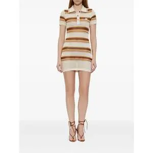 Amiri Striped Knit Polo Dress With Open Back