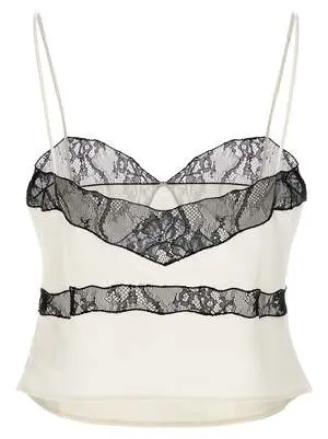 Andamane Narcisa Satin Top With Lace Inserts