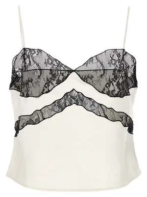 Andamane Narcisa Satin Top With Lace Inserts