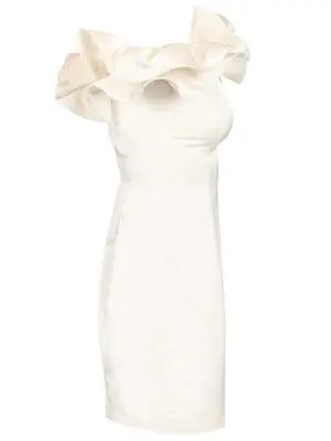 ROTATE BY BIRGER CHRISTENSEN Off-the-shoulder Ruffled Satin Mini Dress - White