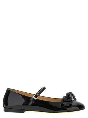 Mach & Mach Double Bow" Patent Leather Ballet Flats - Black