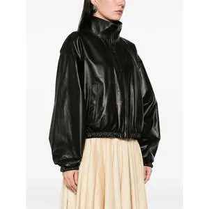 Balenciaga Leather Jacket With Checkered Lining - Black