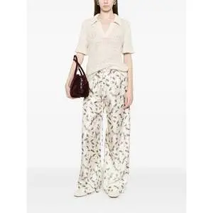 Gucci Dragonfly Print Silk Trousers - Cream