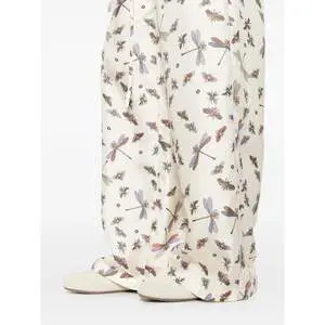 Gucci Dragonfly Print Silk Trousers - Cream