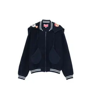 Kenzo Navy Appliqué Detail Bomber Jacket