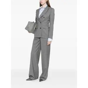 Tagliatore Grey Striped Double-breasted Suit - Gray
