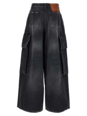 Palm Angels Parachute Wide Leg Jeans - Gray