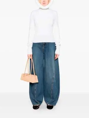 Alaïa Ribbed Merino Wool Hooded Pullover