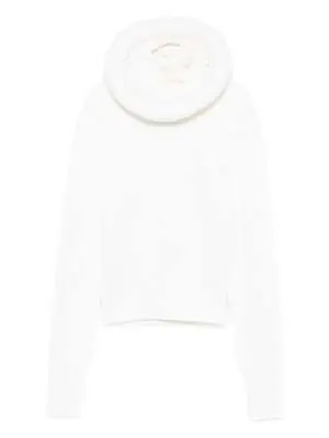 Alaïa Ribbed Merino Wool Hooded Pullover - Multicolor