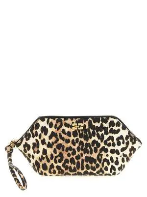 GANNI GANNI Leopard Print Beauty Case Brown