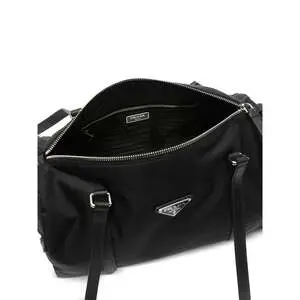 Prada Re-nylon Duffel Bag With Saffiano Leather Details - Black