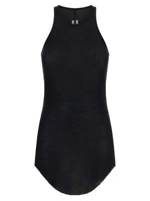 Rick Owens Basic Rib Tank Top In Ribbed Viscose And Stretch Silk