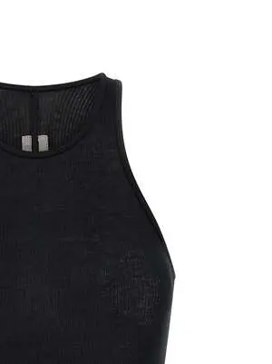 Rick Owens Basic Rib Tank Top In Ribbed Viscose And Stretch Silk