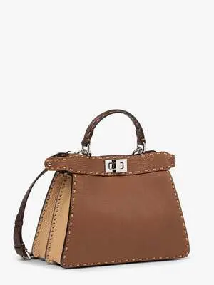Fendi Peekaboo Iseeu Small Leather Shoulder Bag With Selleria Macro Stitching - Multicolor