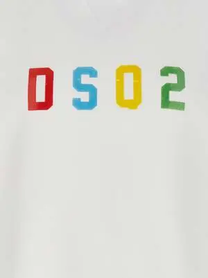 Dsquared2 Cool Fit" Cotton Hoodie With Rubberized Logo - White