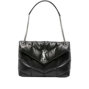 Saint Laurent Chevron Quilted Lambskin Shoulder Bag - Black