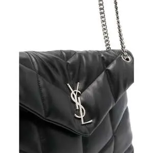 Saint Laurent Chevron Quilted Lambskin Shoulder Bag - Black