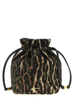 GANNI Metallic Bou Bucket Pouch - Brown