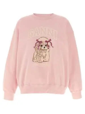 GANNI GANNI Printed Crewneck Sweatshirt Pink